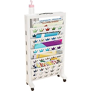 Book Carts, 6 Tier Slim Rolling Utility Cart with Wheels, Mobile Single Sided Bookshelf Cart, Floor Standing Study Desk Organizer Rack for Classroom School Dorm Office (Color : White)