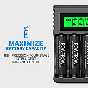 POWEROWL Rechargeable AA Batteries with Charger, 2800mAh High Capacity Low Self Discharge Ni-MH Double A Battery for Xbox Controller Battery Pack, 8 Count