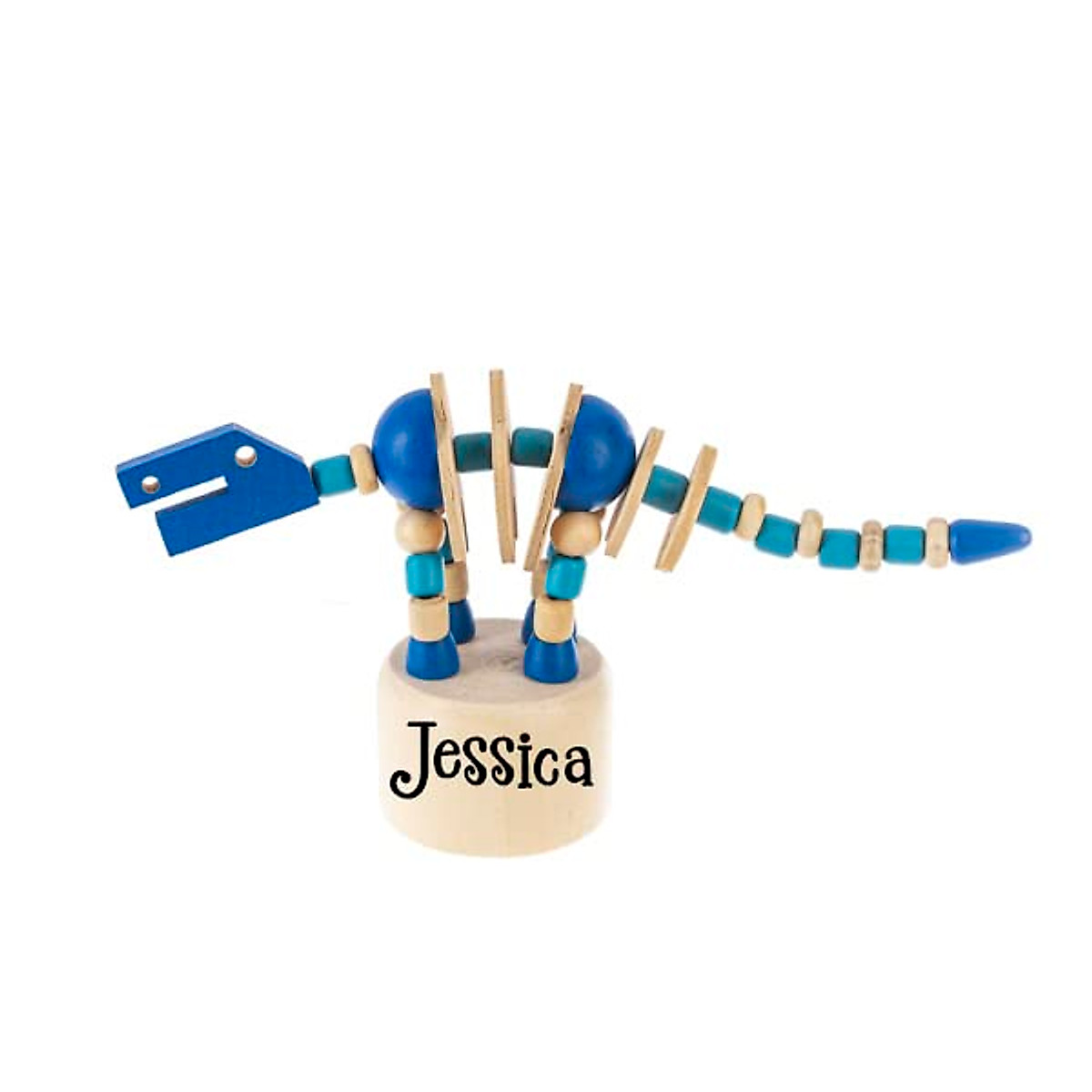 Personalized Gifts Dinosaur Wooden Push Puppet Finger Toys (Blue Dino)