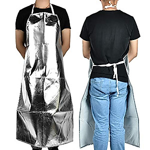 Tangxi Heat Proof Apron for Cooking BBQ,Lace Up Heat Resistant Apron,High Temperature Working Apron,1000℃ Heat Resistant Aluminum Foil Apron,Manufacturing Safety Work Apron