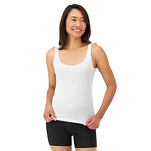 Hanes Women's Originals Knit Cotton Pack, Soft Ribbed Tank Tops, 3-Pack, White, White, White