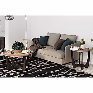 COZAYH Rustic Farmhouse Coffee Table with Crisscross Base, French Country Accent Table for Family, Dinning or Living Room, Modern, Round