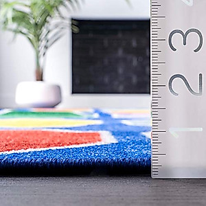 nuLOOM Kecia Octagons Printed Kids Area Rug, 5 ft x 7 ft 5 in, Blue