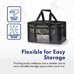 New Star Foodservice 1028690 Commercial Quality Insulated Food Delivery Bag Full-Size, 21.5" W x 11" H x 12.5" D, Black