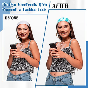 Yunlly 12 Pcs White Headband for Tie Dye Party Supplies Cotton Headbands for Women Tie Dye Elastic Head Bands Stretchy Non Slip White Head Wrap Holder for Accessories
