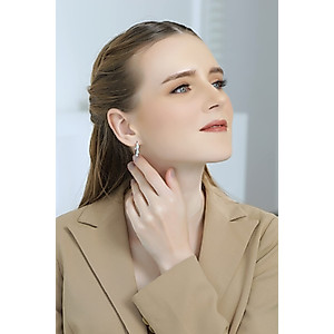 Opal Earrings for Women Sterling Silver Hoops Princess-cut White Topaz & Oval Synthetic White Hoop Earring for Bridesmaids Fashion Trendy