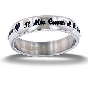 FORGIVEN JEWELRY Posey Ring My Heart Is Yours Forever Italian & English Stainless Steel Ring size 9