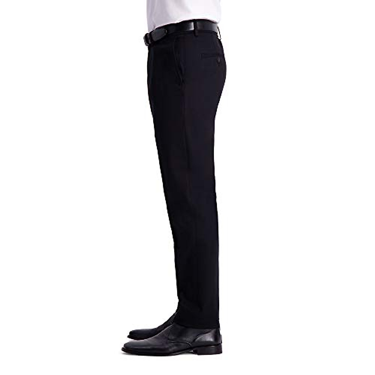 Haggar Men's Premium No Iron Khaki Straight Fit & Slim Fit Flat Front Casual Pant, Solid Black, 33W x 30L