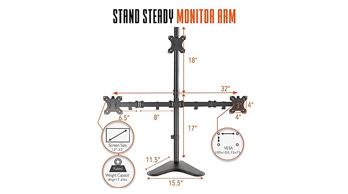 Stand Steady Triple Monitor Desk Stand | VESA Mount