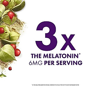 ZzzQuil PURE Zzzs Triple Action, 6mg Melatonin Gummies, 3X Sleep Aid with Ashwagandha, Calm Mood & Antioxidant for Adults, 6 mg per serving, 60 Count