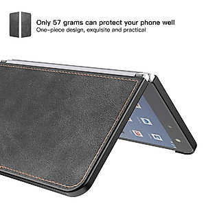 Feitenn Leather Slim Case for Microsoft Surface Duo Case 2020, Lightweight Folio Thin PU Leather Cover Durable Protective Bumper Shockproof Defender Shell for Microsoft Surface Duo 8.1" 2020 - Black