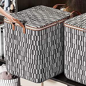 180L Large Storage Bags,Clothes Storage Bags With Zipper, Foldable Closet Organizer Storage Containers With Durable Handles Thick Waterproof For Clothing, Blanket, Comforters, Bed Sheets,Toys,Pillows