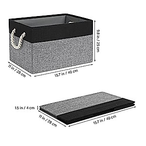 ACECHA Fabric Storage Bins for Organizing, 3 Pack Large Closet Storage Bins with Dual Handles for Home Storage Shelves, Toys, Clothes (Black Gray)