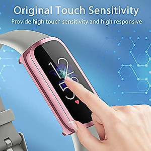 Vanjua Compatible with Fitbit Luxe Screen Protector Case, [4 Pack] Soft TPU Full Around Protective Cover Bumper for Fitbit Luxe Smartwatch Accessories (Black+Silver+Rosegold+Rosepink)