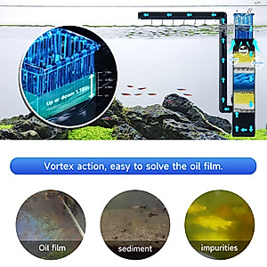 CHERLAM Aquarium Surface Protein Skimmer,3W Fish Tank Protein Skimmer,3 in 1 Aquarium Oil Skimmer for Sea and Fresh Water, Internal Filter Wall Mounted Fish Tank Surface Protein Skimmer