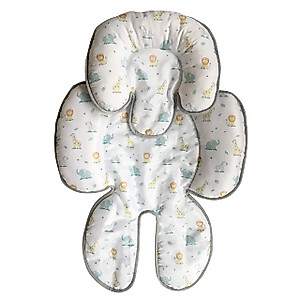 Little Me Baby's Full Body Support Pillow, Newborn Infant Head, Back, Neck, and Legs Protection for Car Seat, Stroller, Booster Seat - Safari Animals, Blue