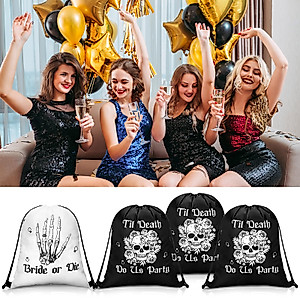 Amylove 7 Pcs Bride or Die Bachelorette Party Drawstring Bags Till Death Do Us Bags Bachelorette Party Supplies Drawstring Backpacks for Bridal Shower Wedding Party Bridesmaids Supplies Gift Bag