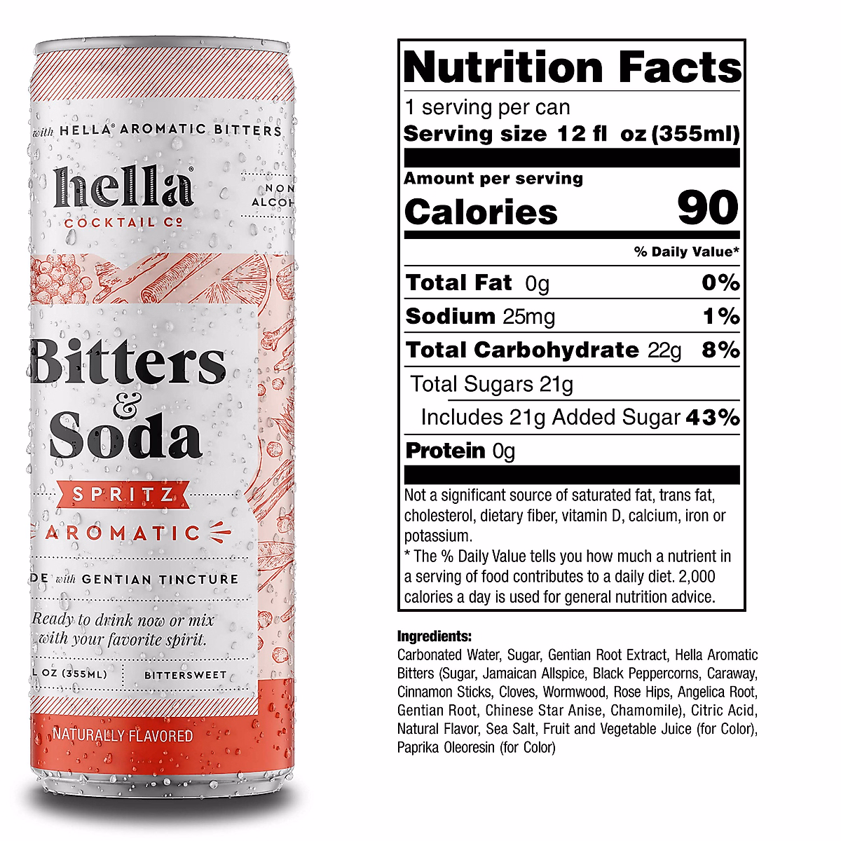 HELLA COCKTAIL CO. Spritz Bitters & Soda, 12 FZ