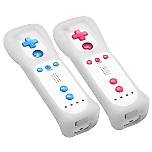 MOLICUI Wii Remote Controller, Wii Game Wireless Controller for Nintendo Wii/Wii U Console,2 Packs,(Blue White Back & Pink White Back)