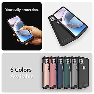 TUDIA DualShield Designed for Motorola One 5G Ace Phone Case, [Merge] Shockproof Military Grade Dual Layer Tough Slim Heavy Duty Protection for Moto One 5G UW Ace Case - Matte Black