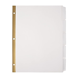 Office Depot Plain Dividers With Tabs And Labels, White, 5-Tab, Pack Of 25 Sets, 11353