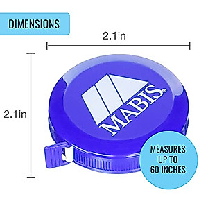 MABIS Retractable Tape Measure, Compact Flexible Measuring Tape, Body Tape Measure, 60 Inches, Blue