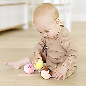 Melissa & Doug Rollables Farm Friends Infant and Toddler Toy (4 Pieces), 4 soft, round animal toys