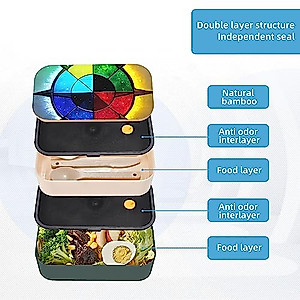 Shine In All Directions Adult Lunch Box, Bento Box, With Cutlery Set Of 3, 2 Compartments, Rectangular, Lunch Box For Adults