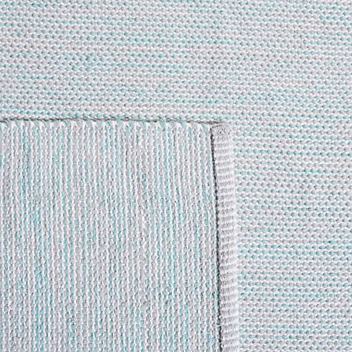 SAFAVIEH Montauk Collection Area Rug - 8' x 10', Turquoise & Grey, Flat Weave Farmhouse Boho Cotton Design, Easy Care, Ideal for High Traffic Areas in Living Room, Bedroom (MTK701K)