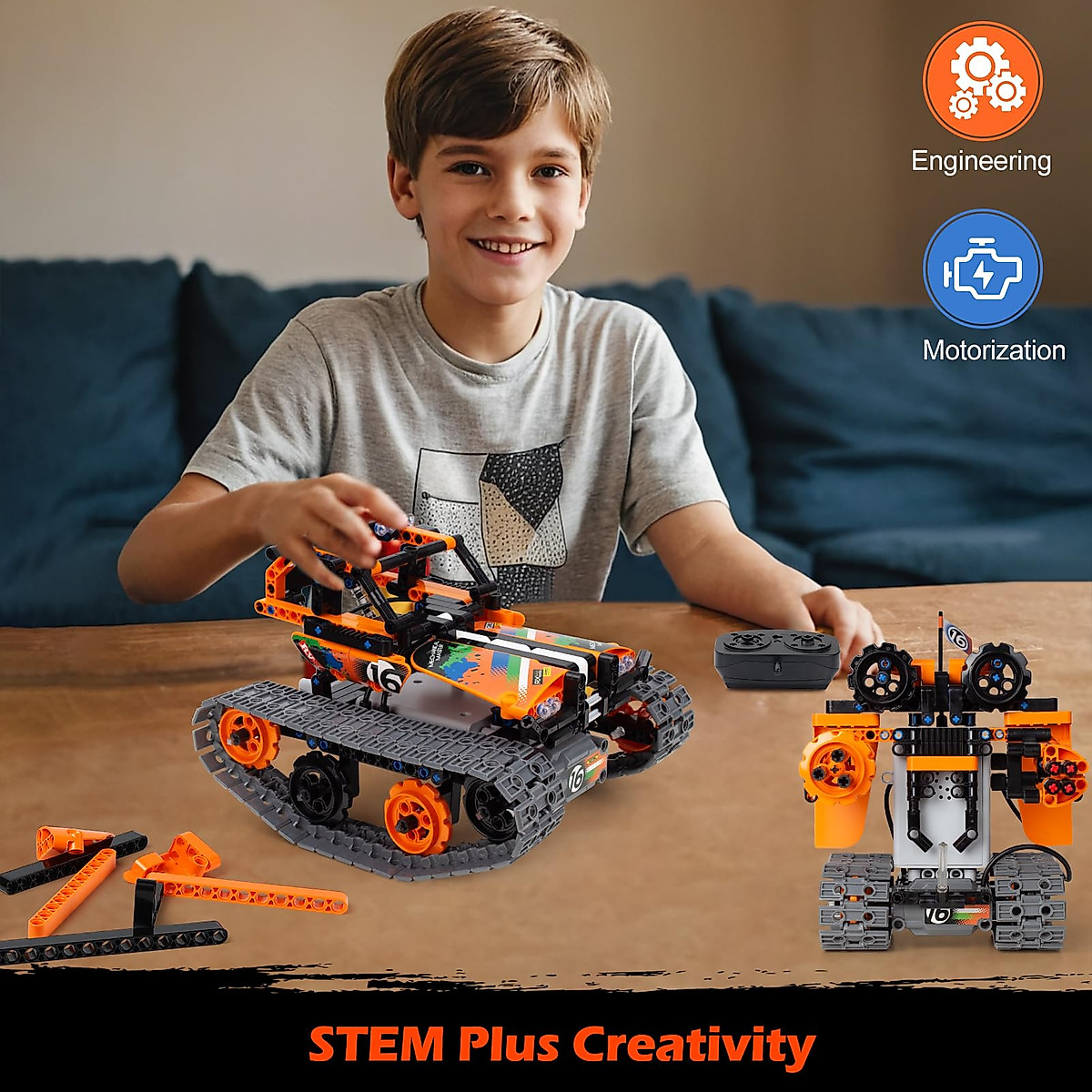 IQBOX Building Toys STEM Robot Kit for Kids Ages 8-12, Remote Control Erector Sets Engineering Robotics Kits, Educational Birthday for Boys & Girls 5-7 9 10 11 13 14+ Year Old