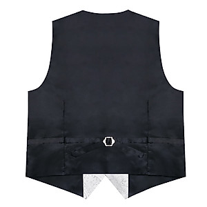 DiBanGu Mens Vest Tie Set 7PCS Silk Paisley Suit Waistcoat and Necktie Hankerchief Cufflinks Lapel Pin Set for Wedding Party, White, XX-Large