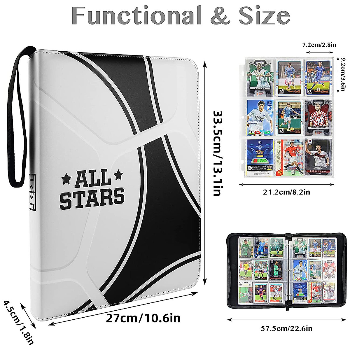 𝟮𝟬𝟮𝟰 𝙐𝙥𝙜𝙧𝙖𝙙𝙚 PACKAPRO 9 - Pocket Classic Soccer Cards Binder Fit 900 Cards with 50 Sleeves Sports Card Binders Collector Album Folder Holder for FIFA Cards