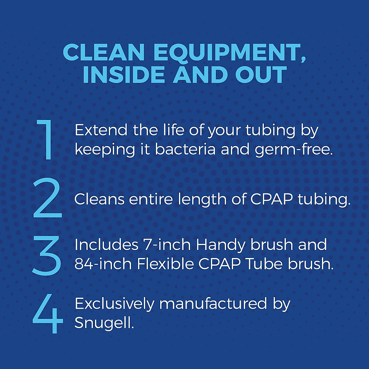 CPAP Tube Cleaning Brush by Snugell - Tube and CPAP Mask Cleaning Brush - Standard 22mm Tubing Diameter - Clean Exterior and Interior of Tubing and Mask - Flexible Brush (84 in) - Handy Brush (7 in)