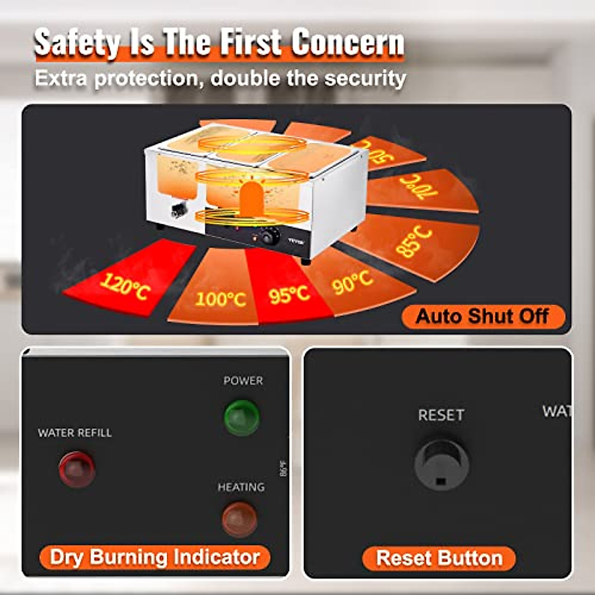 VEVOR 3-Pan Commercial Food Warmer, 3 x 8QT Electric Steam Table, 1500W Professional Countertop Stainless Steel Buffet Bain Marie with 86-185°F Temp Control for Catering and Restaurants, Silver