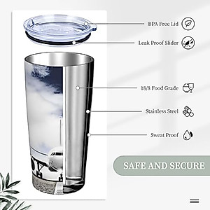 20oz Insulated Tumblers with Lids and Straws Aircraft Plane Stainless Steel Coffee Tumbler Cup Double Wall Vacuum Travel Coffee Mugs for Home, Office, Outdoor