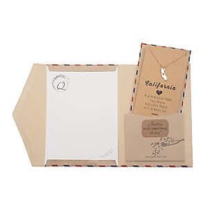 quan jewelry California State Necklace, Handmade California Map Pendant Charm, Inspirational Necklace with Greeting Card (Rose Gold Tone)