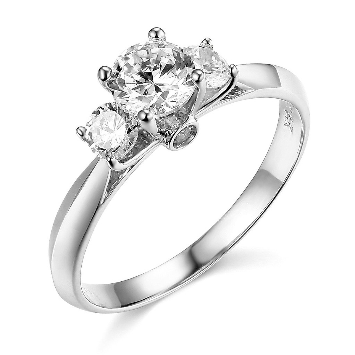 The World Jewelry Center .925 Sterling Silver Rhodium Plated Wedding Engagement Ring - Size 8