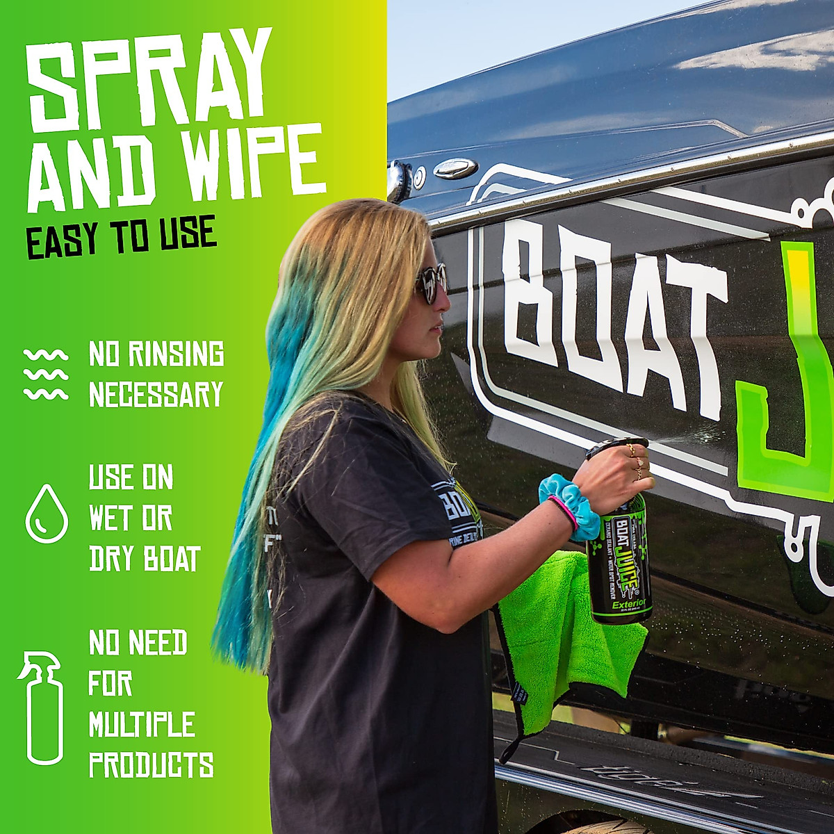 Boat Juice Exterior Boat Cleaner - Water Spot Remover for Boats and Ceramic Sealant - Boat Cleaner for Fiberglass, Boat Wax Spray - Boat Cleaning Supplies and Detailing, Boat Accessories Marine (32oz)