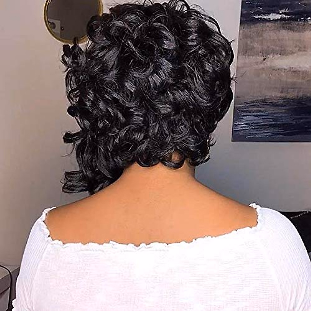 BeiSDWig Short Afro Curly Bob Wig Bob Wigs for Black Women Curly Synthetic Hair Wig Short Curly Bob Hairstyles
