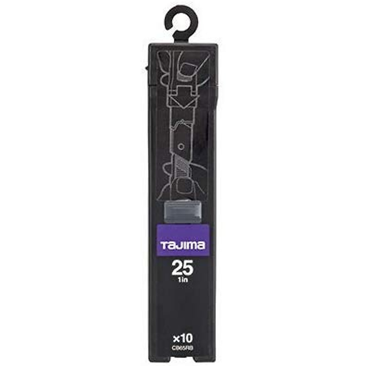 TAJIMA Utility Knives & Blades - 10-Pack (Heavy-Duty) 1" Razar Black Box Cutter Snap Blades with Premium Tempered Steel & Safety Blade Dispenser - CB65RBC