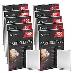Rayvol 500 Soft Penny Card Sleeves, 67 x 94mm Card Sleeves Fit 2-5/8'' x 3-5/8'' Trading Cards, for Baseball Cards, Sports and Other Trading Card Games (500 x 1 Pack)