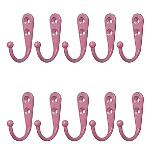 MY MIRONEY 10 Pack Pink Coat Hooks 1.73" x 0.51" Zinc Alloy Wall Mounted Hanger Hook Hardware Wall Hooks for Hanging Coat, Towel, Key, Hat, Cap, Cup