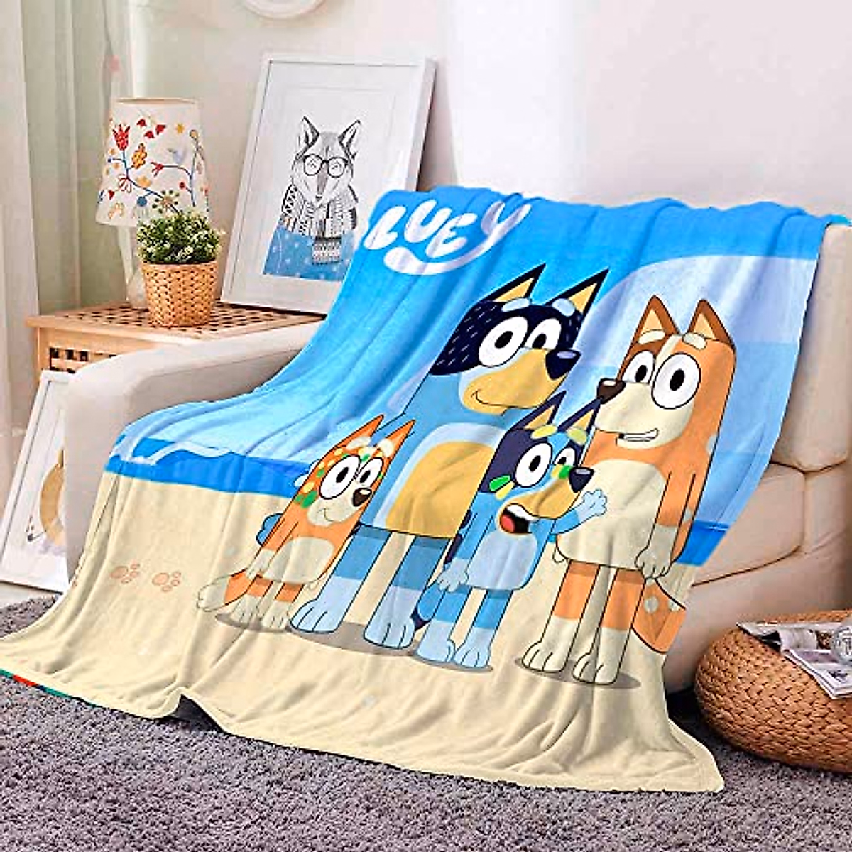 ORGANISET | 50"x 40" | Blanket for kids, Toddler Blankets for Boys and Girls, Kids Blankets Cartoon, Bluey Toddler Bedding, Bluey blanket, Boy Blankets, Throw Blanket Flannel for Bed Couch living Room