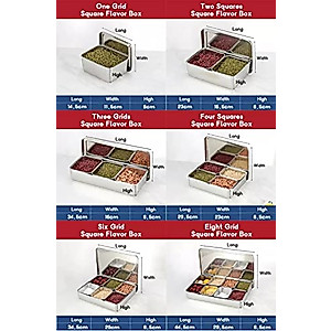 Xarra - Japanese Mini Container, Stainless Steel Yakumi Mise En Place Box, Multi Compartment Set For Food, Herbs, Seasoning and Spices (6 Compartment)