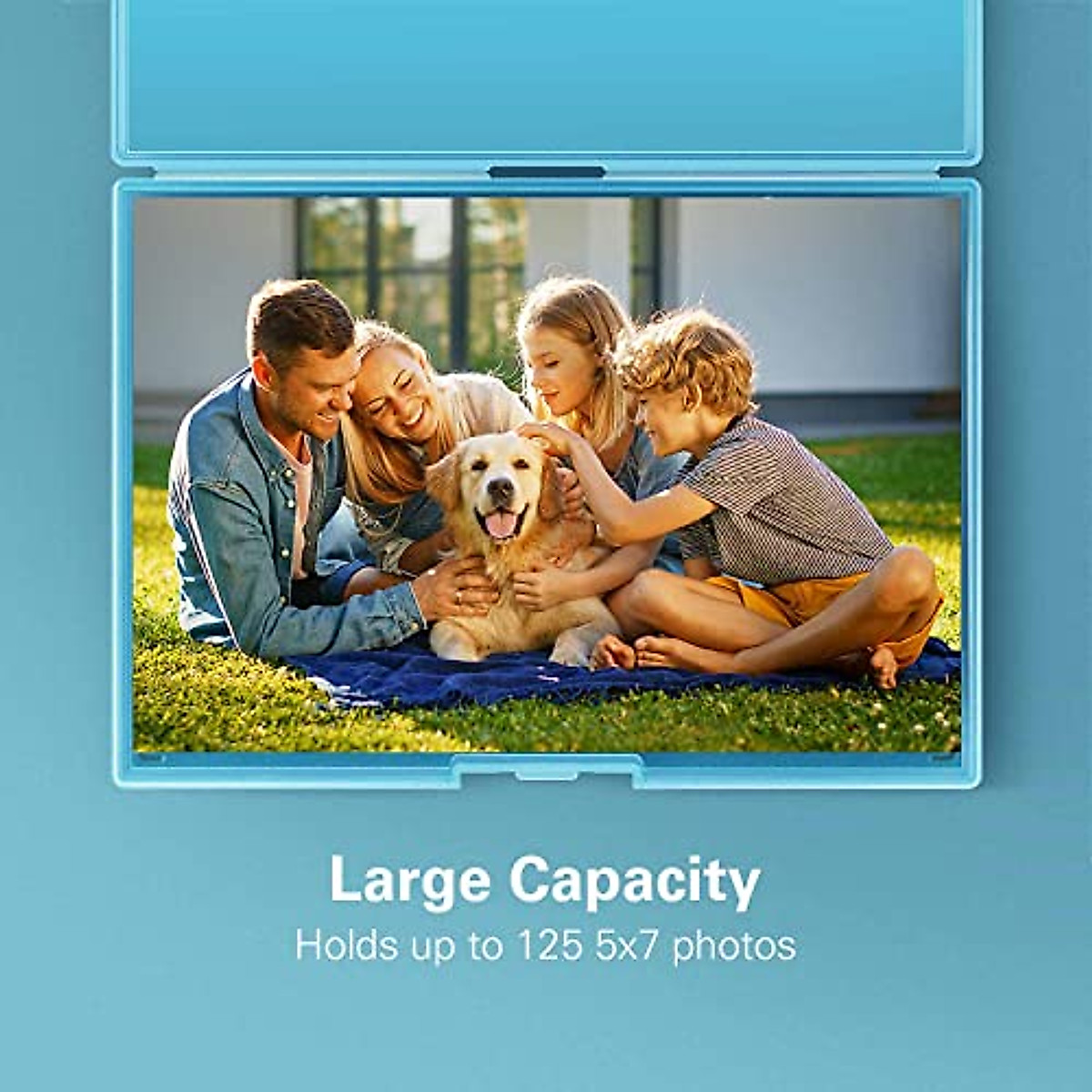 iBune Large 5x7 Photo Storage Box, 8 Inner Photo Cases Store up to 1000 Pictures, Photo Organizer with Zipper Cloth Bag, Cards Craft Keeper with Handle for Photo Cards Seed Storage, Rainbow