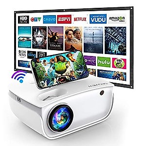 GROVIEW Mini Projector with WiFi, Updated 7500LUX Brightness with 100 Inches Screen, Full HD 1080P Resolution & 240 Inches Display Supported, Video Projector Compatible with TV Stick, Android, iPhone