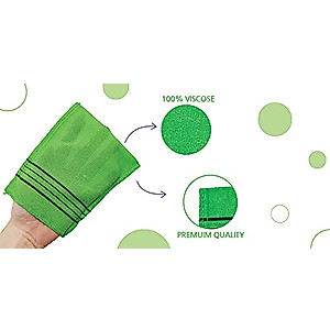 IFUNID Korean exfoliating Washcloths Mitt for shower scrubber bathroom towel 100% Viscose rayon scrub for bodyshower- 7pcs Small Towels Mini Green SET