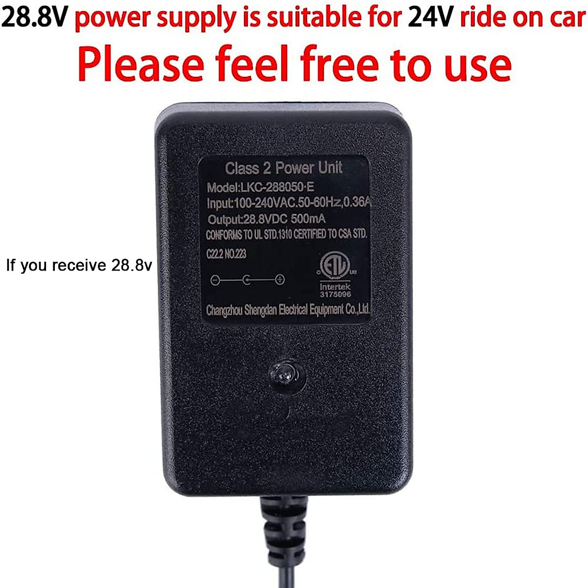 Go Store Choice 24 Volt Battery Charger for Kids Ride On Car,24V Charger SUV Car Ride-Ons Accessories