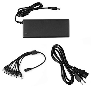 12V 7A CCTV Surveillance Video Power Supply Adapter + 1 to 8 Power Splitter & 110~240V AC 2.1mm Plug for Security Camera，LED Strip Light