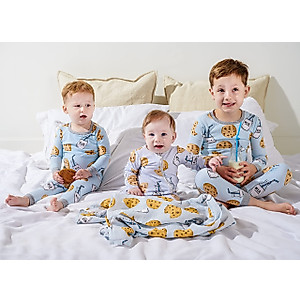 Mud Pie Muslin Swaddle, Milk and Cookies (Blue)